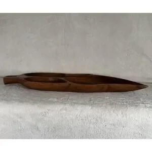 Leilani | Kitchen | Genuine Monkey Pod Wood Bowl Leaf Shaped Divided ...